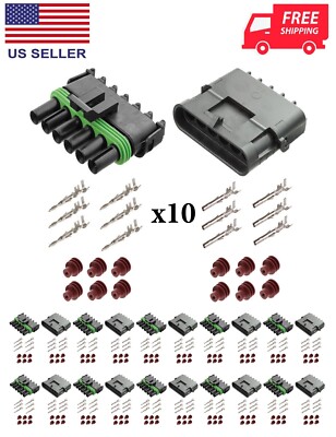 Delphi Weather Pack 6 Pin Sealed Connector Kit 14-16 AWG 10 Complete ...
