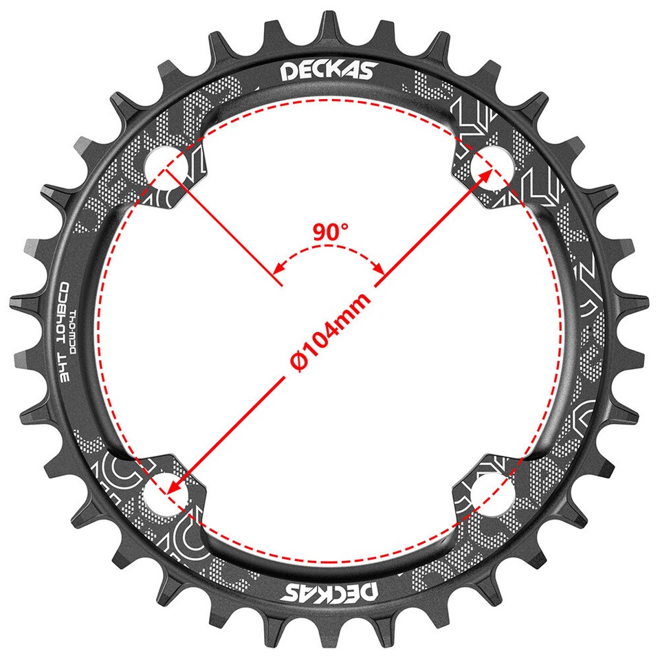 DECKAS 104BCD Narrow Wide 1X Chainring 32-52T Round/Oval CNC Black for ...