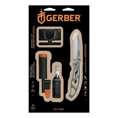 $35 Gerber Survival Kit: Pocket Knife, Fire Starter/Whistle, Sharpener ...