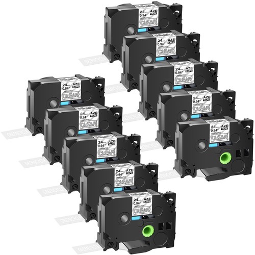 8PK Compatible with Brother PT-E550 TZ Tze 155 White on Clear Label ...