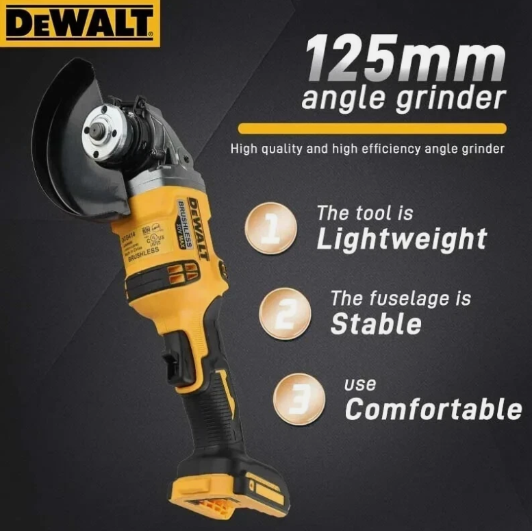 DeWalt DCG414 18V Max XR Brushless Angle Grinder125mm, 8800 RPM Metal ...
