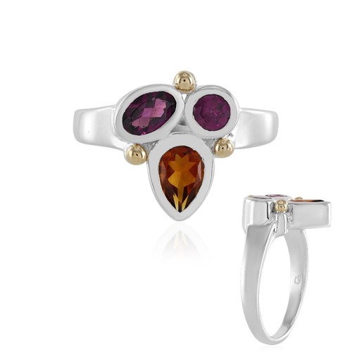 Tri-Gem 14K Gold akzentuiert 925 Silber Ring 4068408215170 | eBay.de