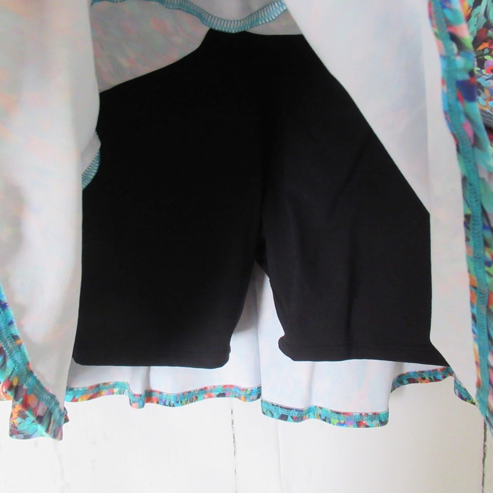 Dona Jo Skort L 2 Skirt Watercolor Floral Print Tiered Tennis Shorts ...