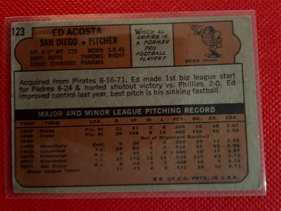 1972 TOPPS # 123 ED ACOSTA B | eBay