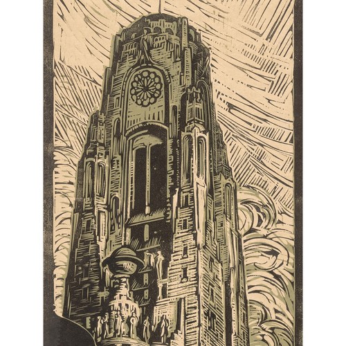 Huib Luns Town Hall Tower Detailed Drawing XL Wall Art Canvas Print | eBay