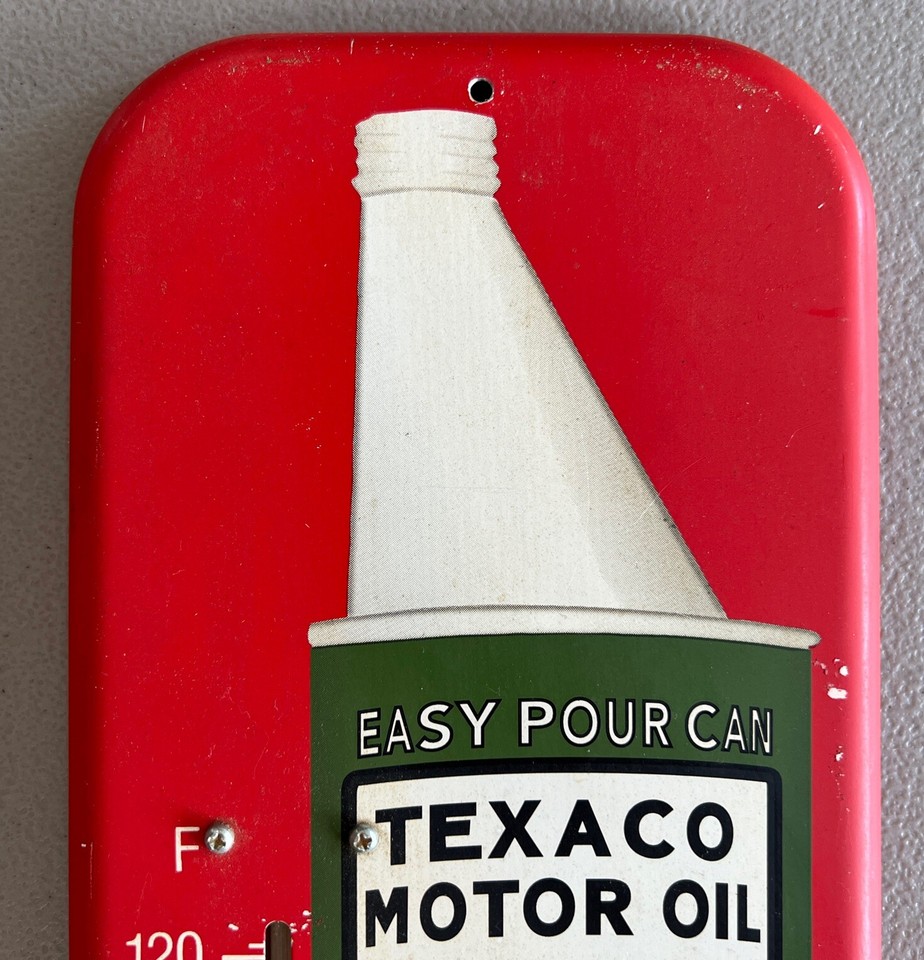 Vintage 1998 Texaco 16" Thermometer Sign Motor Oil Heavy Texas Company ...