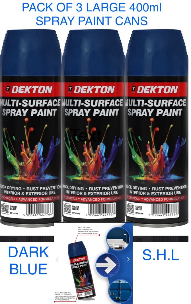 PACK OF 3 LARGE 400ml DARK BLUE SPRAY PAINT | eBay UK
