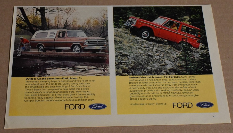 1972 Print Ad Ford Bronco Pickup Truck Ranchero Van Camper Conversion ...