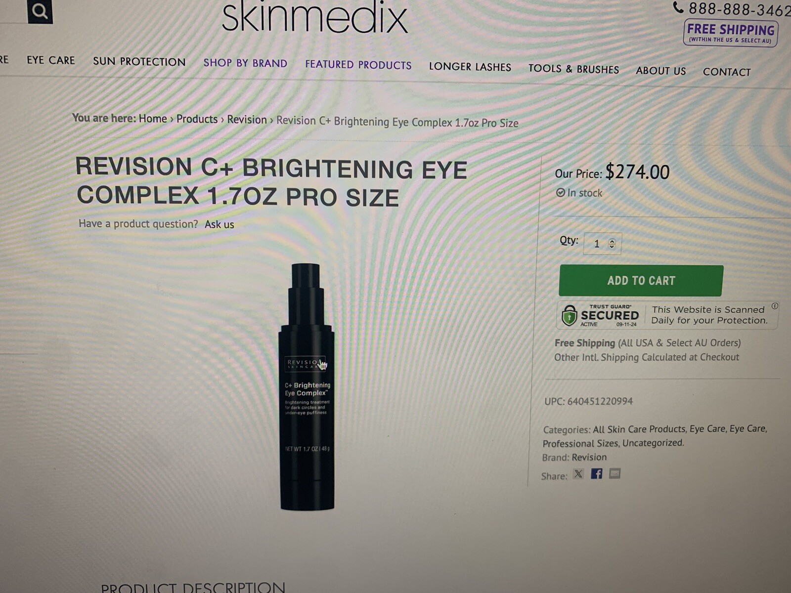 NEW 1.7oz Size, Revision C+ Brightening Eye Complex Pro Size, Read ...
