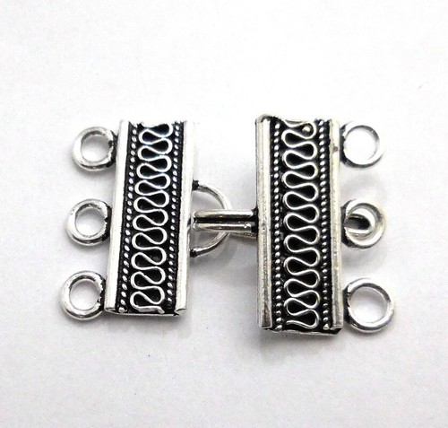 5 Set 40X22MM Chiusura a Olivetta 3 Strand Antico Argento Sterling ...
