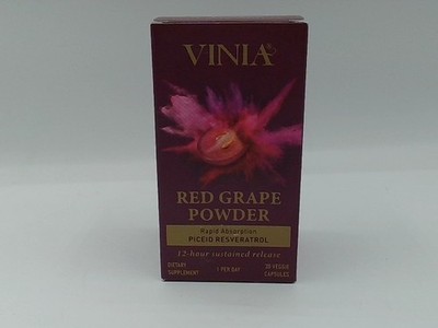 VINIA Red Grape Powder 12-Hour Piceid Resveratrol Supplement, 30 Veggie ...