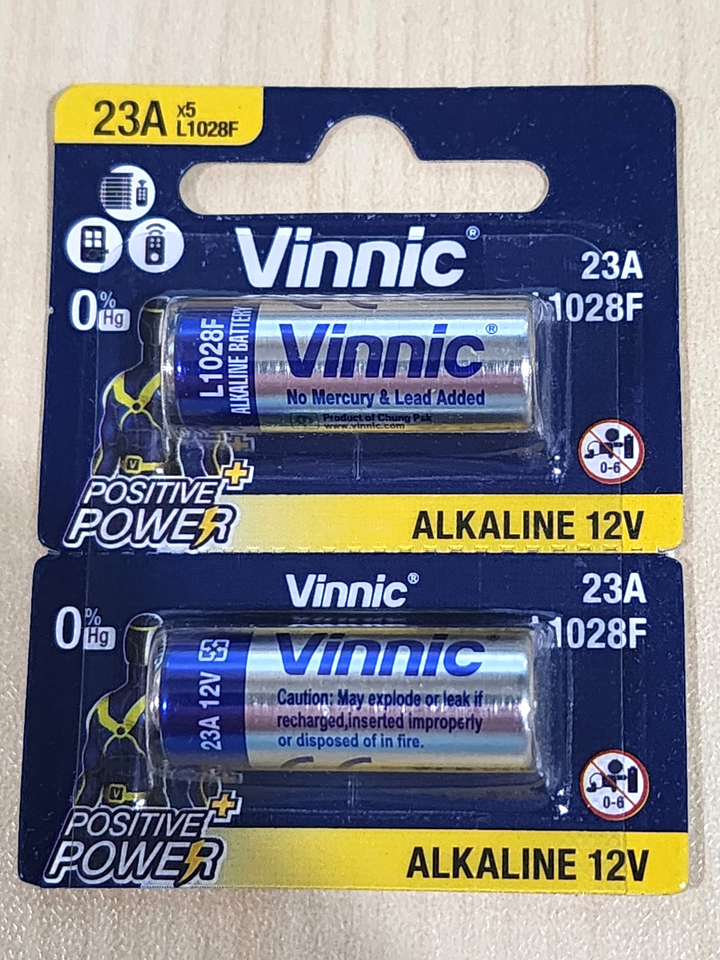 2 pack VINNIC 23A A23 12v Alkaline Battery MN21 MN23 23AE GP23 23A ...