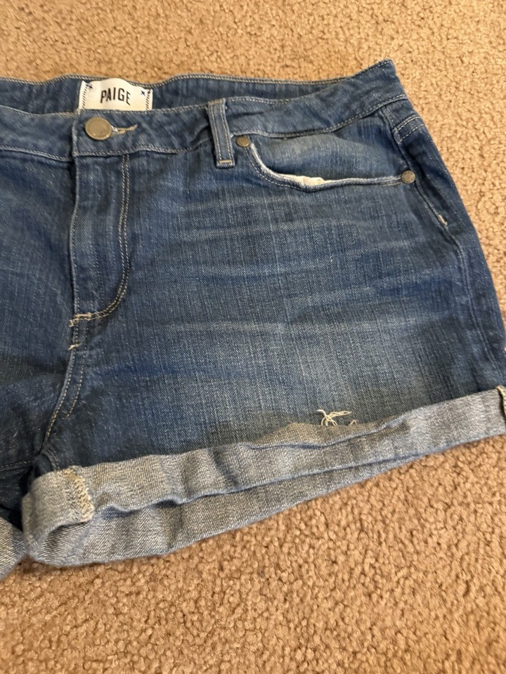 Paige Women’s Size 32 Blue Cuffed Hem Jimmy Jimmy Denim Shorts | eBay