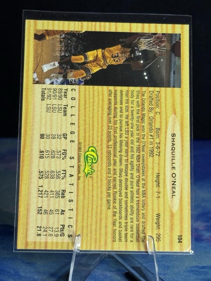 1993-94 Classic Draft Picks - Shaquille O'Neal #104 | eBay