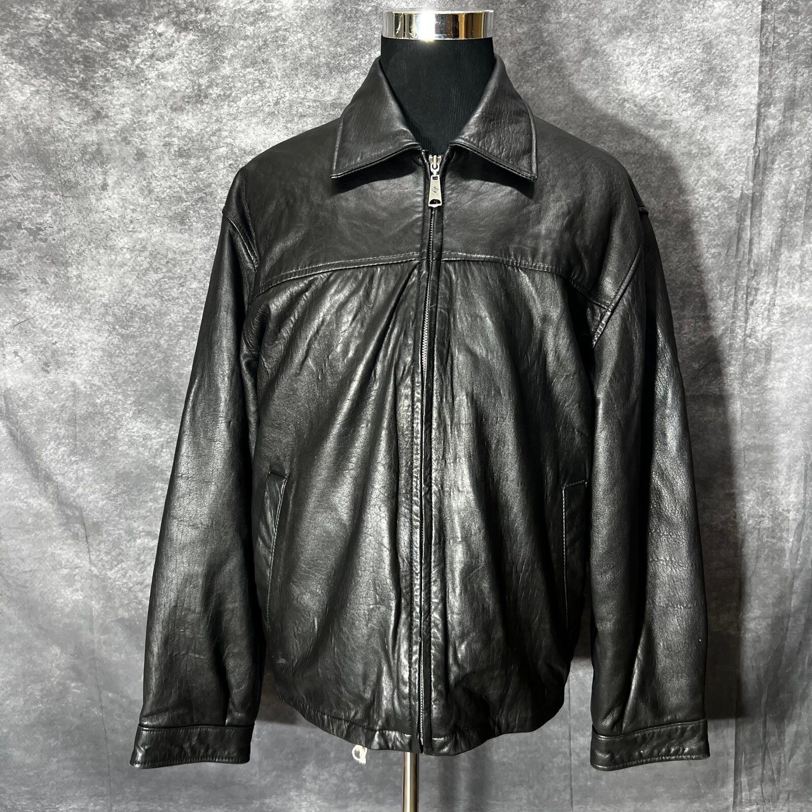 Columbia Leather Bomber Flight Jacket Mens Size M Col… - Gem