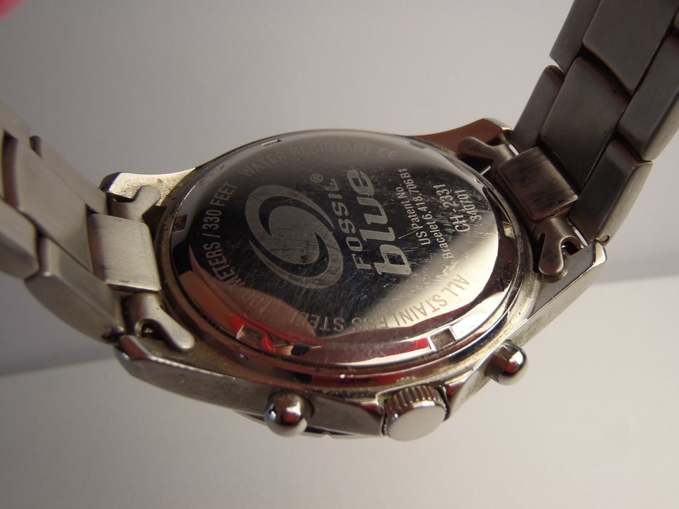 Fossil 43mm Watch 330FT Chrono Rotating Bezel All Stainless CH 2331 ...