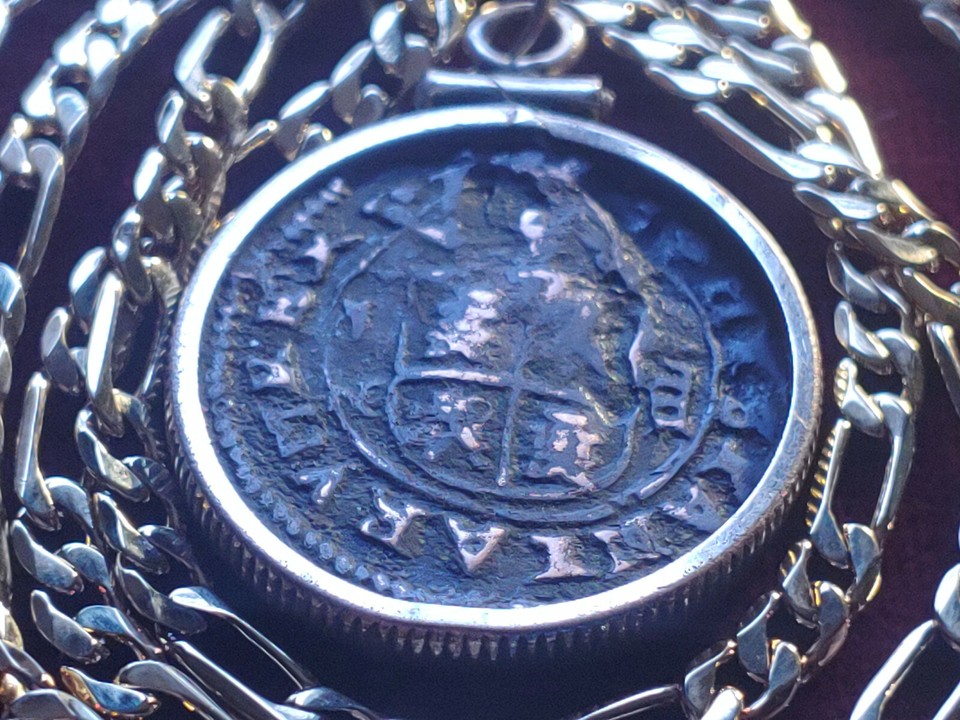 1660's Spanish Maravedis Gold Filled Pendant on a 24" Gold Filled Link ...