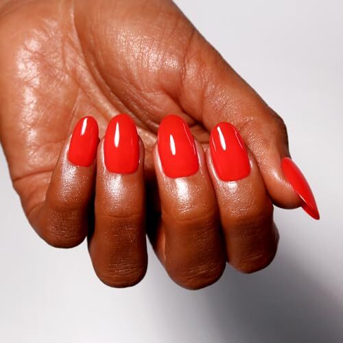 Neon Red Gel Nail Polish, 0.54 Fl Oz Large Bottle UV/LED Soak Off A ...