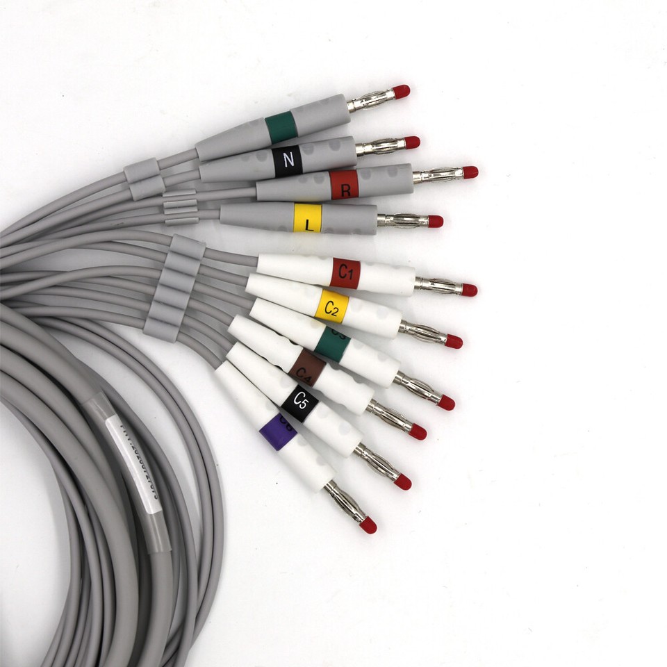 10 Leads Banana4.0 Sizes ECG EKG Cable ECG leadwire For Kenz 103, 106 ...