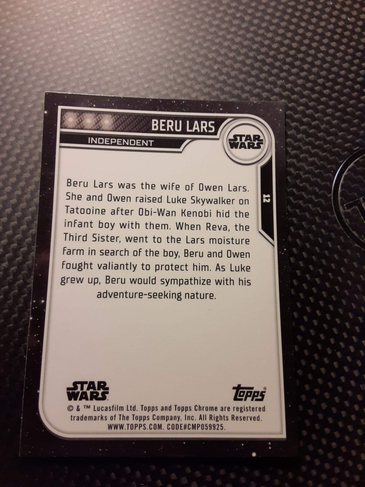 2023 STAR WARS Topps Chrome BERU LARS -- Black Wave SP Parallel Card ...