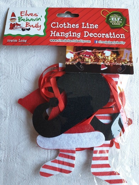 175cm Elf Clothes Washing Line Novelty Christmas Hanging Decoration for ...