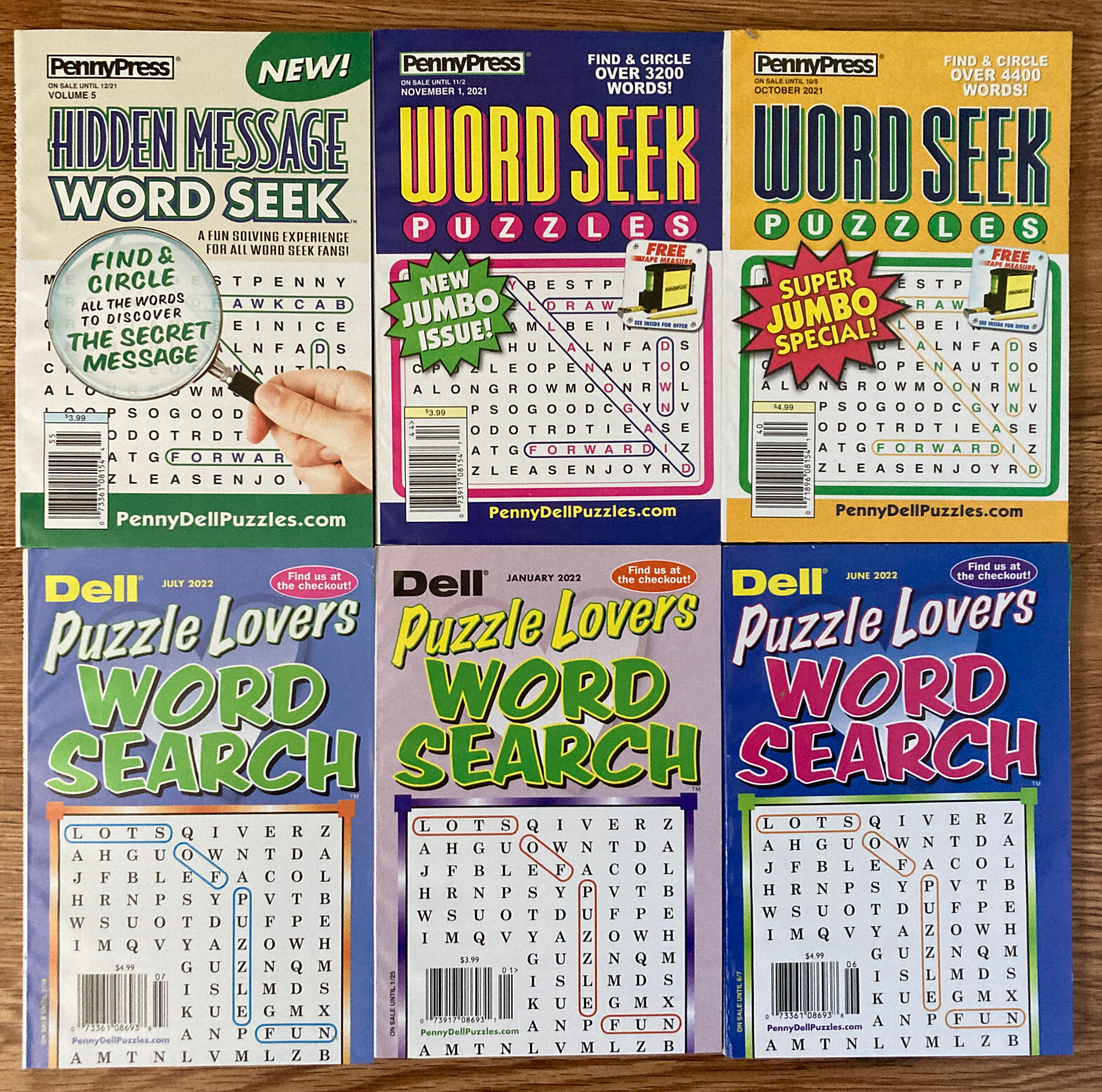 Lot of 6 Dell Penny Press Word Search Puzzle Books Puzzle Lovers Hidden ...