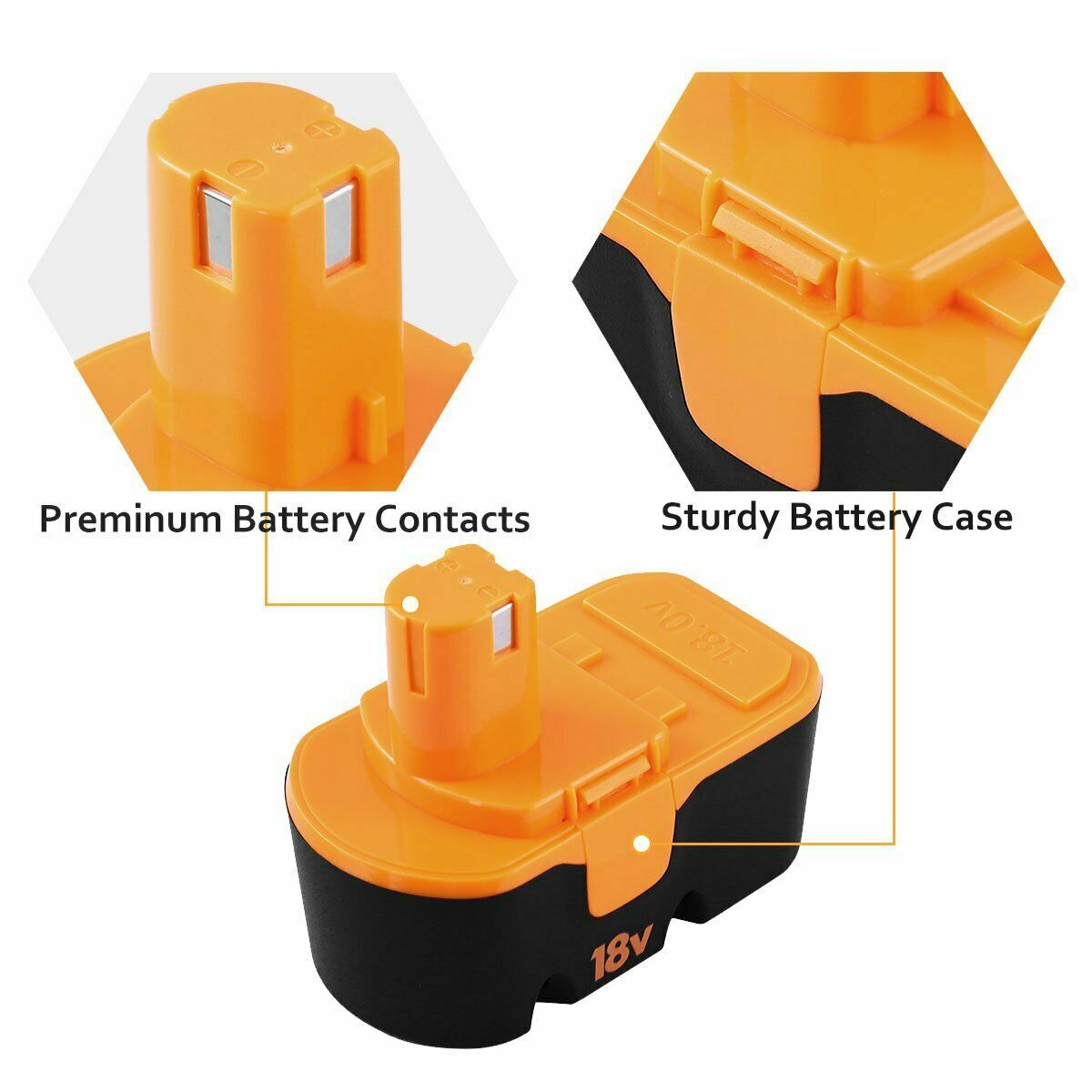 18V 4.5Ah Ni-Mh P100 Battery replace for Ryobi 18 Volt 4500mAh 13022 ...