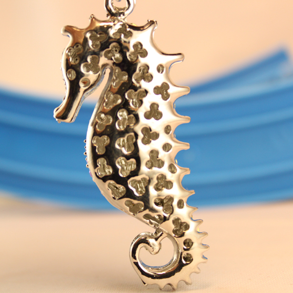 Silver Seahorse Keychain Crystal Charm Cute Sea Water Animal Present ...