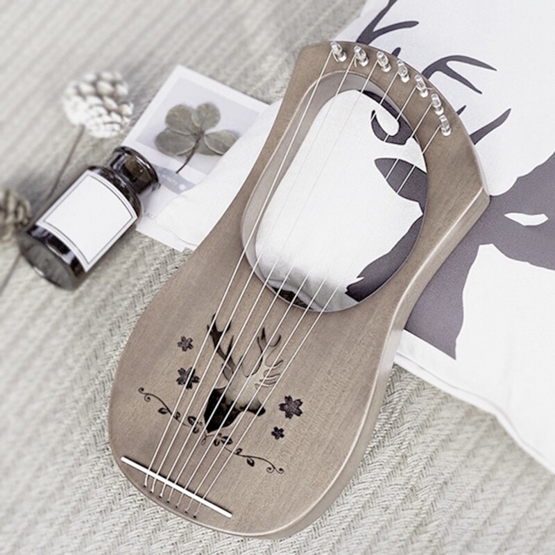 7-String Lyre Harp Mahogany Solid Wooden Metal Strings Stringed ...