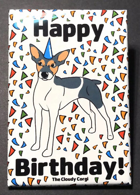 Rat Terrier Dog Happy Birthday Magnet Confetti Celebration Gifts and ...