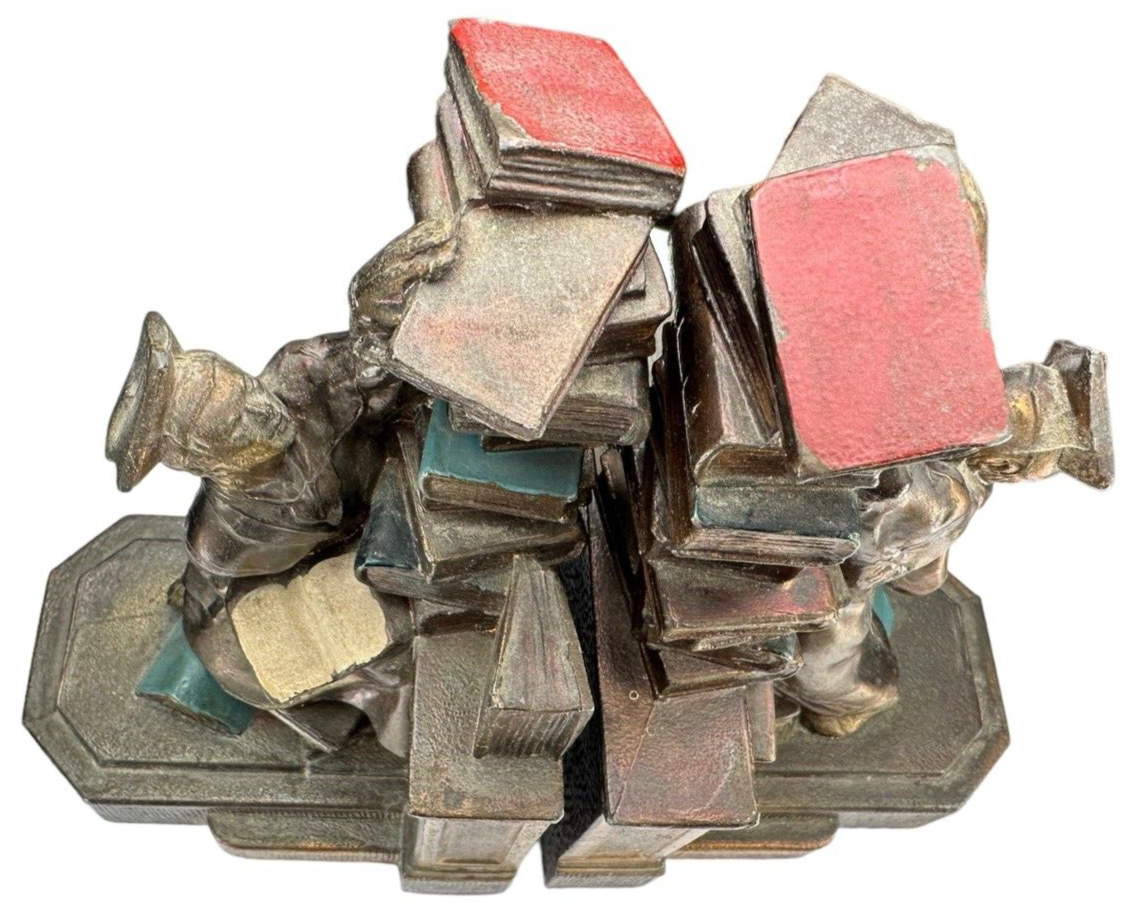 Dodge Inc. Bronze Bookends Graduate Holding Book Stack 1930/40s 7 1/4 ...