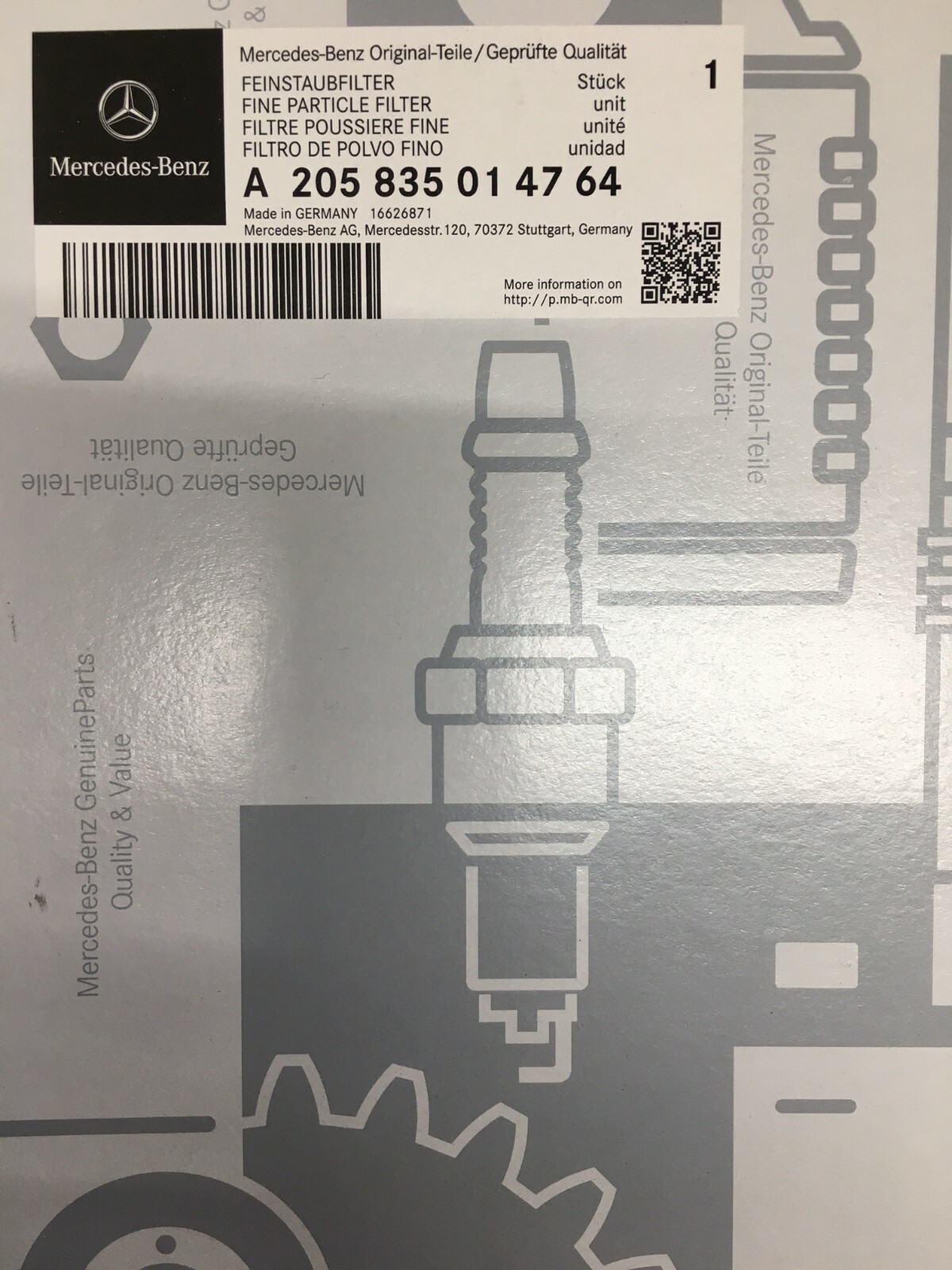 Genuine Mercedes-Benz C-class (205), E-class (213) Cabin Air Filter ...