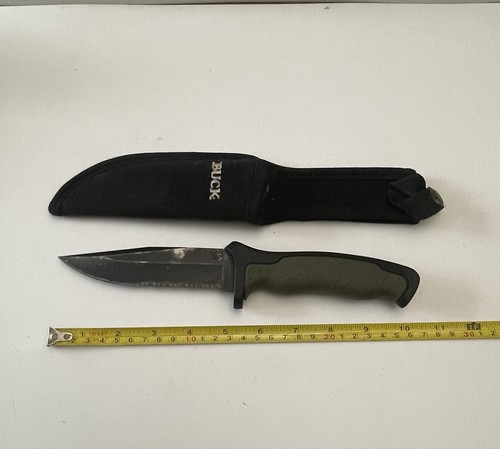 2004 BUCK KNIVES USA 655 NIGHTHAWK SURVIVAL KNIFE W/ SHEATH / BLACK ...