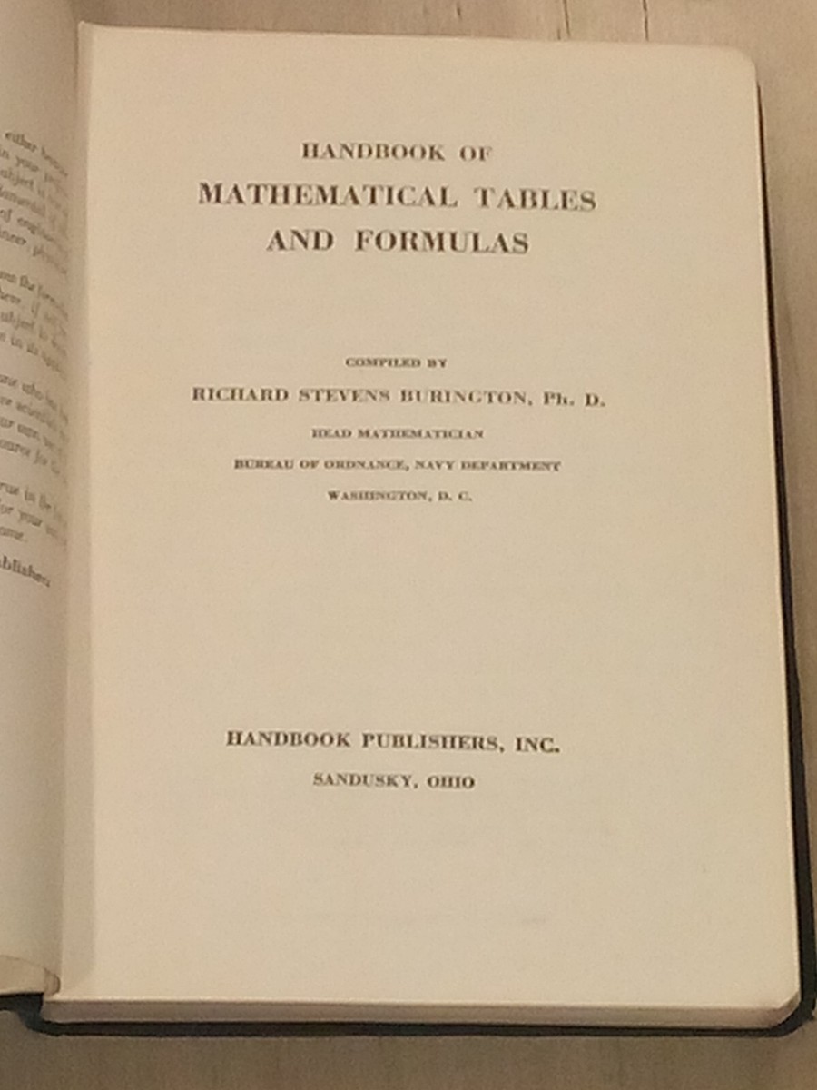 Math Handbook Burlington Handbook Of Mathematics: Bronshtein, I N: