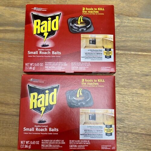 2 Packs of Raid Double Control Small Roach Baits 12 Per Box ~ 24 Total ...