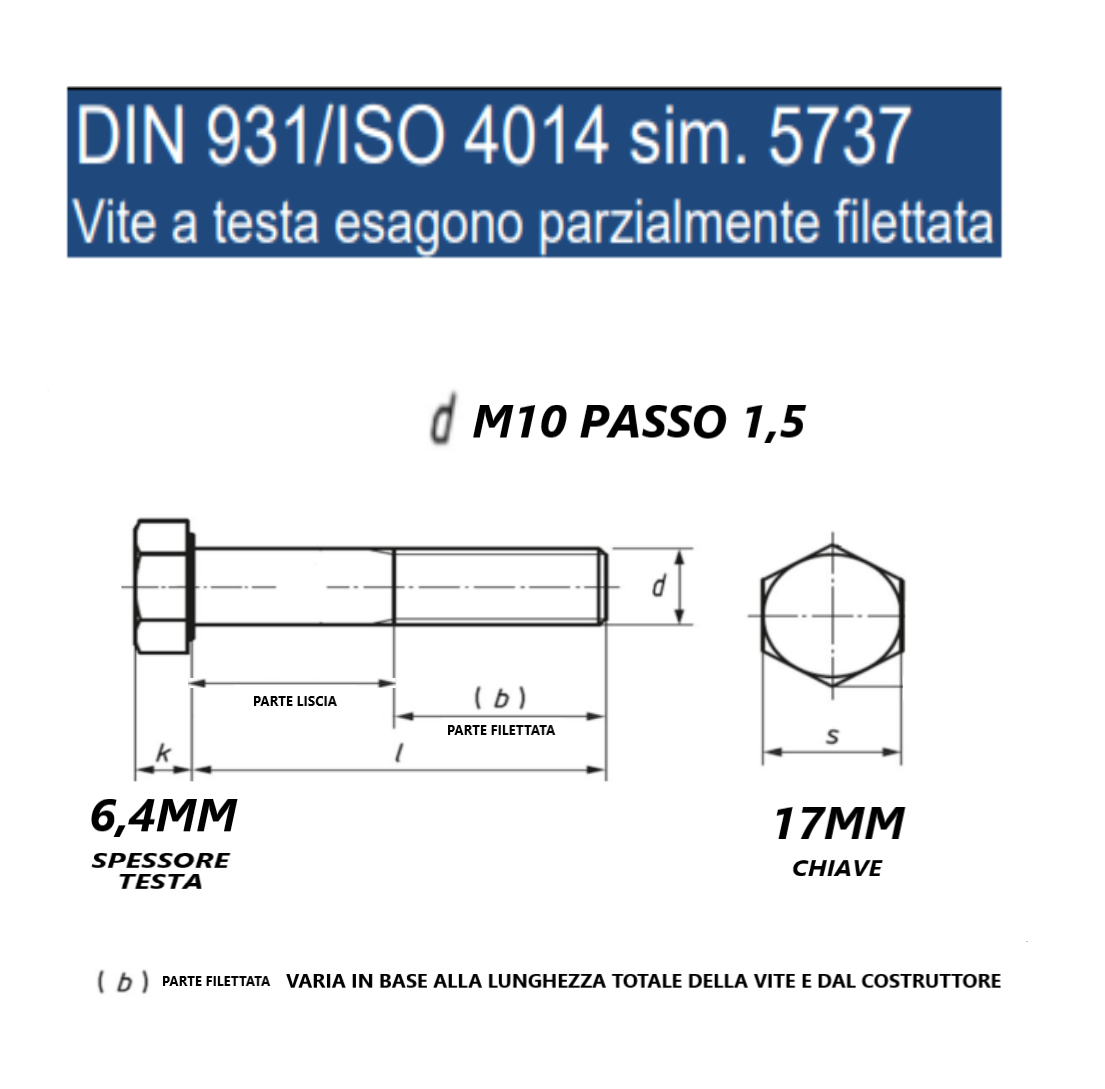 VITI M10 IN ACCIAIO INOX PERNI BULLONI TESTA ESAGONALE UNI 5739 5737 ...