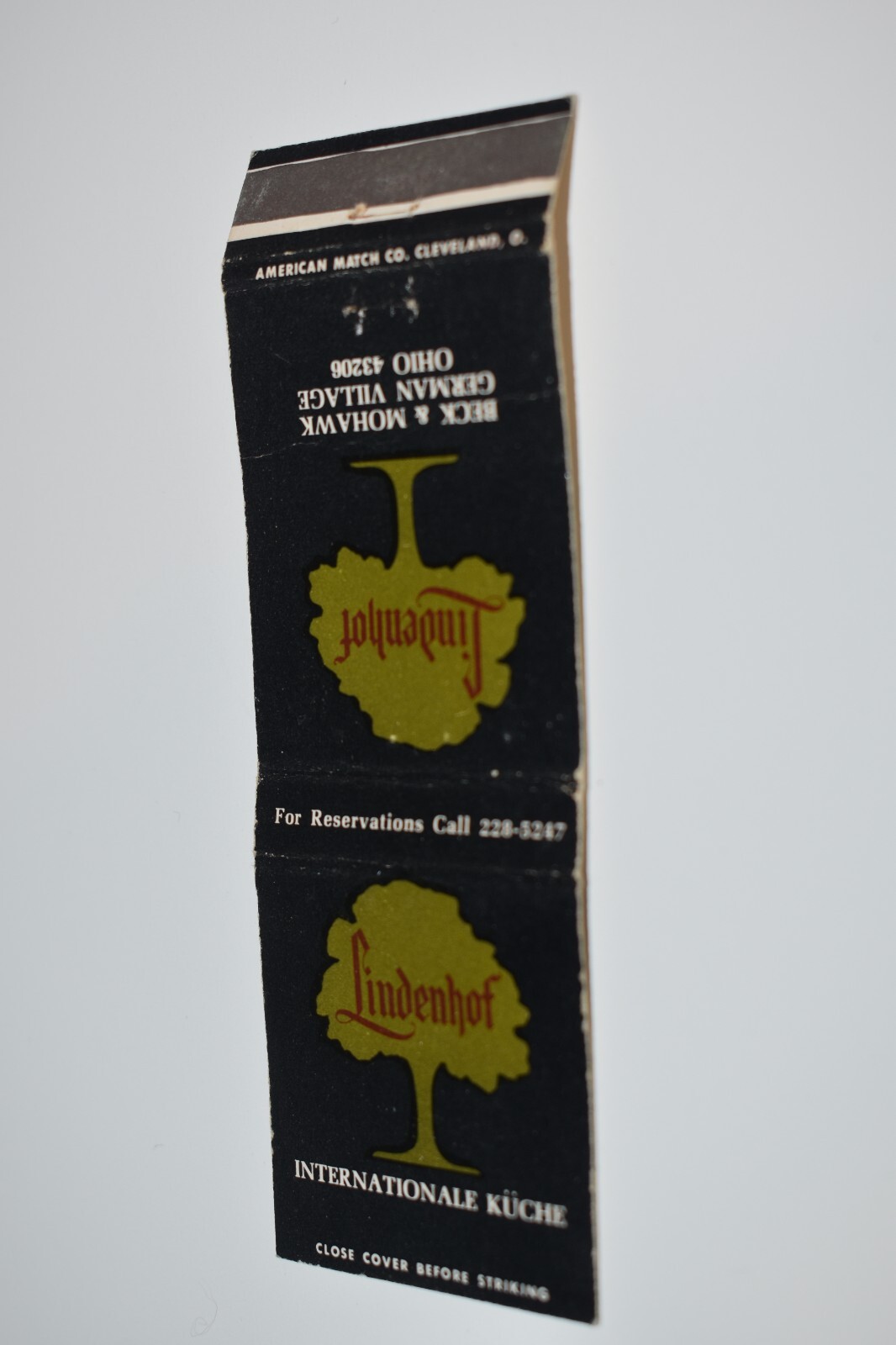 Lindenhof Restaurant German Village Ohio Map 20 Strike Matchbook Cover ...