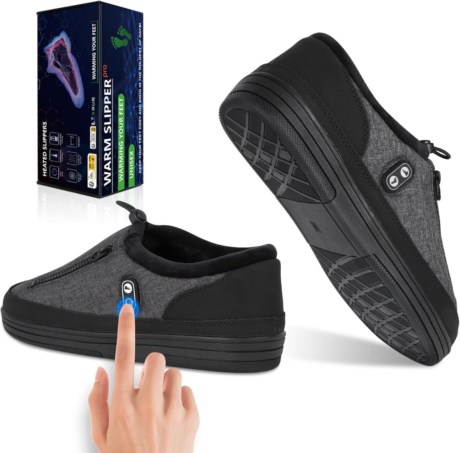 Heated Slippers, 4 Heating Levels Cordless Foot Warmers for Cold Feet ...