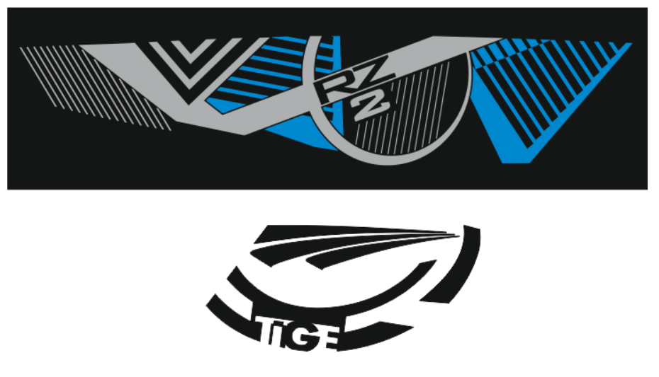 BOAT GRAPHICS TIGE RZ2 DECAL KIT STICKER SET SKI SLV/BL/BK | eBay