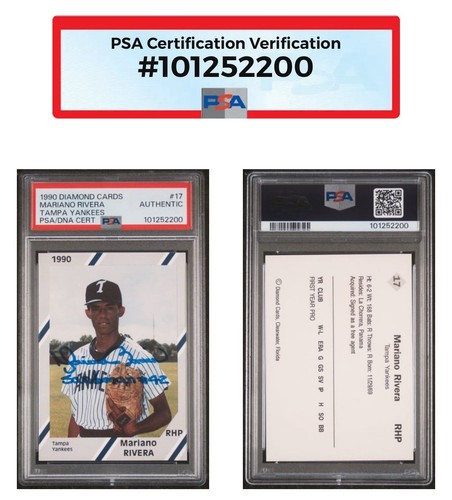 1990 Diamond Cards MARIANO RIVERA Autographed RC Card PSA/DNA Sandman ...