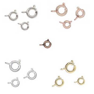 100 Wholesale Plated Round Springring Lever Clasps With Open Loop Small ...