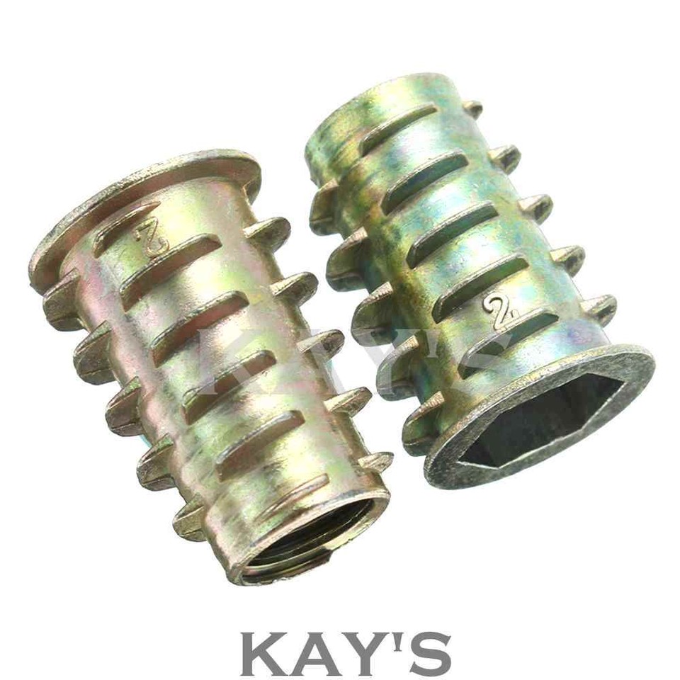 M4 M5 M6 M8 M10 THREADED INSERTS FOR WOOD NUTS HEX DRIVE SCREW FIXINGS ...
