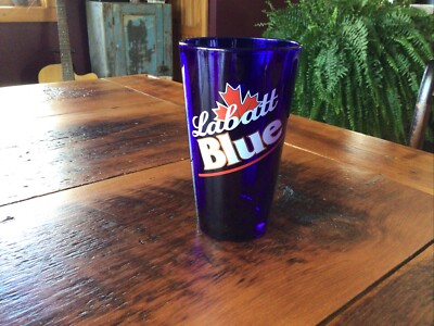 Vintage Labatt Blue Glass Pint Beer Cobalt Blue Canadian Maple Leaf ...