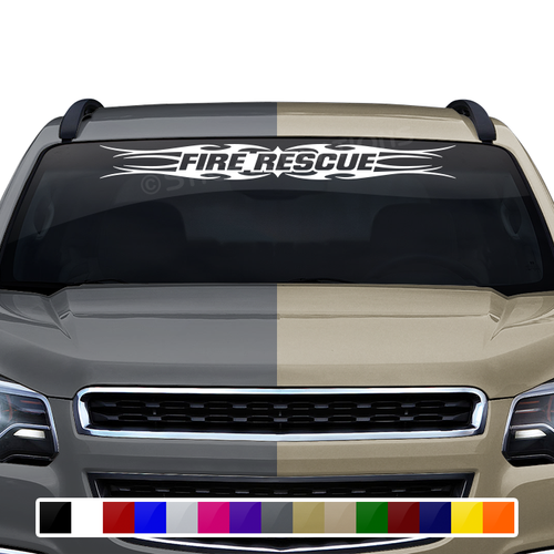 Design #113 FIRE RESCUE Decal Sticker Windshield Window Graphic Tribal ...