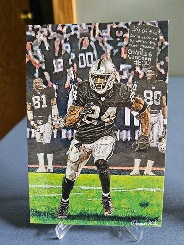 CHARLES WOODSON Unsigned HOF 2021 Football Goal Line Art Card GLAC ...