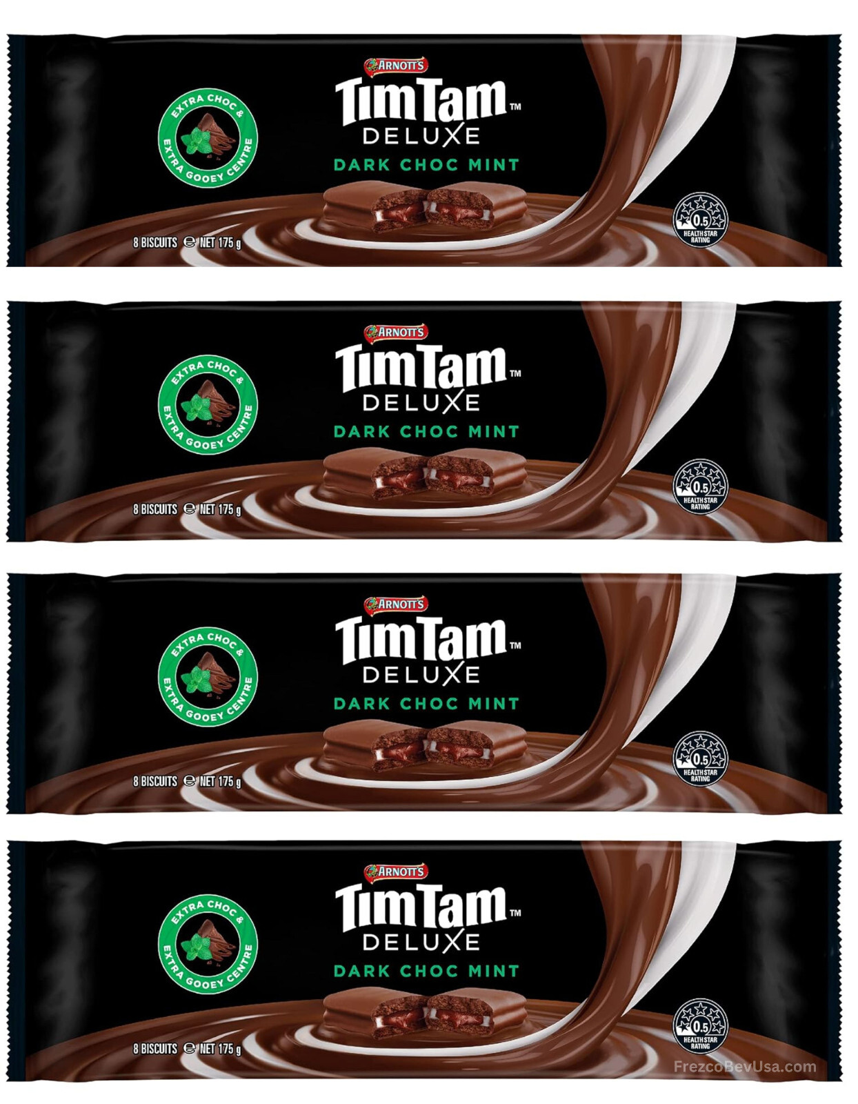 New! Tim Tam DELUXE Dark Choc Mint (Pack Of 4 x 175g Ea) DARK MINT Full ...