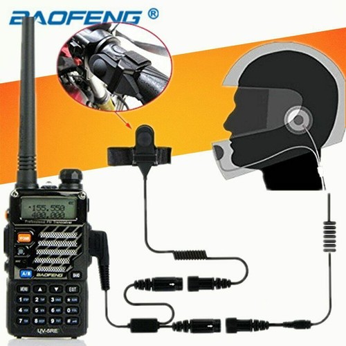 2 Pin PTT Motorcycle Helmet Headset for BAOFENG UV-5R two way radio CB ...