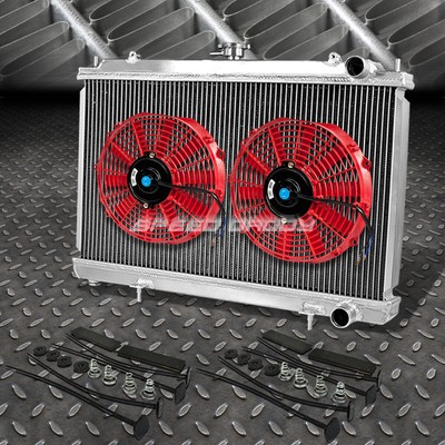2-ROW ALUMINUM RADIATOR+2X 10"FAN RED FOR 95-98 NISSAN 240SX S14 SILVIA ...