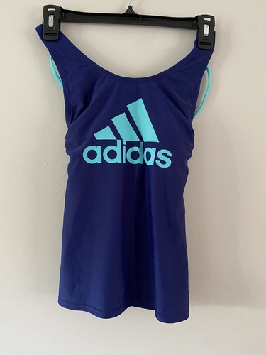 Adidas Swimwear Crossback Logo Print Tankini In Navy Size S ...