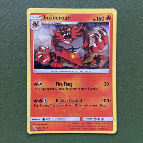 Pokemon Card Incineroar Sun & Moon Rare 26/149 Near Mint | eBay UK